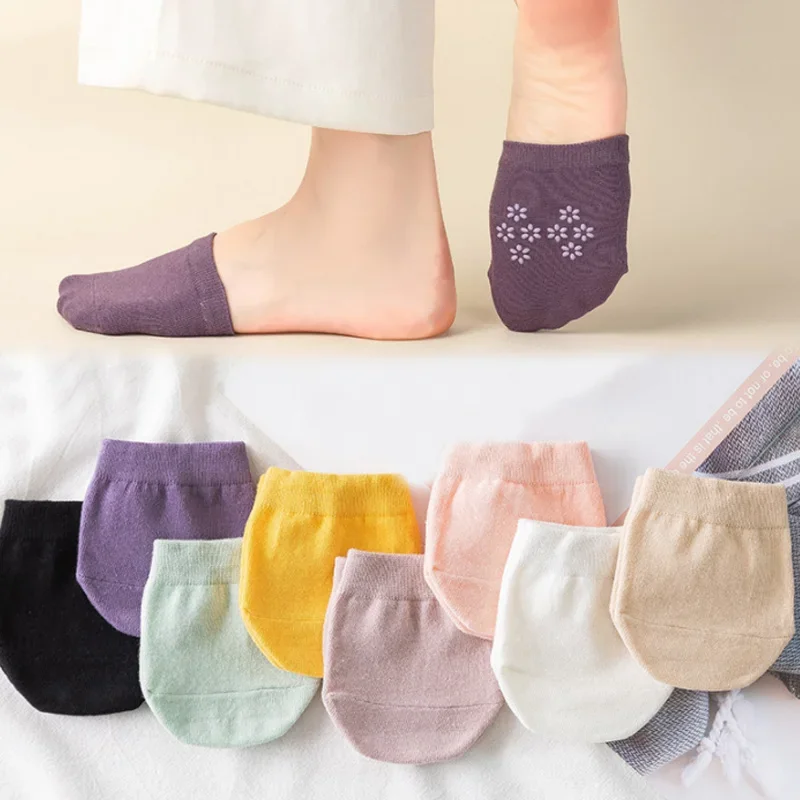 Solid-Color-Forefoot-Half-Socks-for-Women-Summer-Cotton-Sock-Slippers ...
