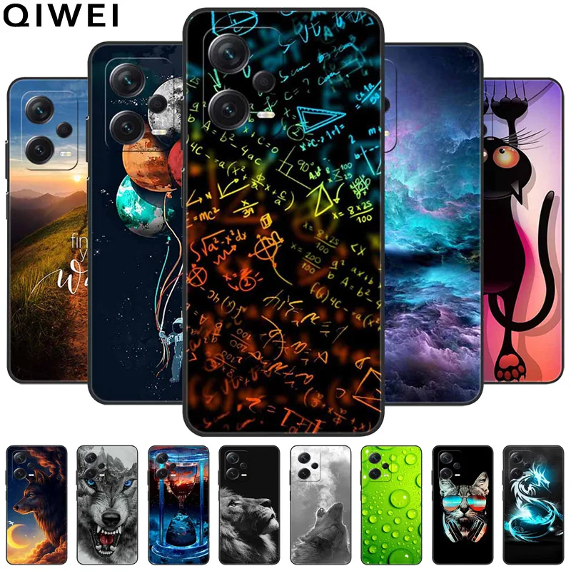 For Poco X5 / X5 Pro 5g Case Wolf Lions Painted Tpu Soft Silicone ...