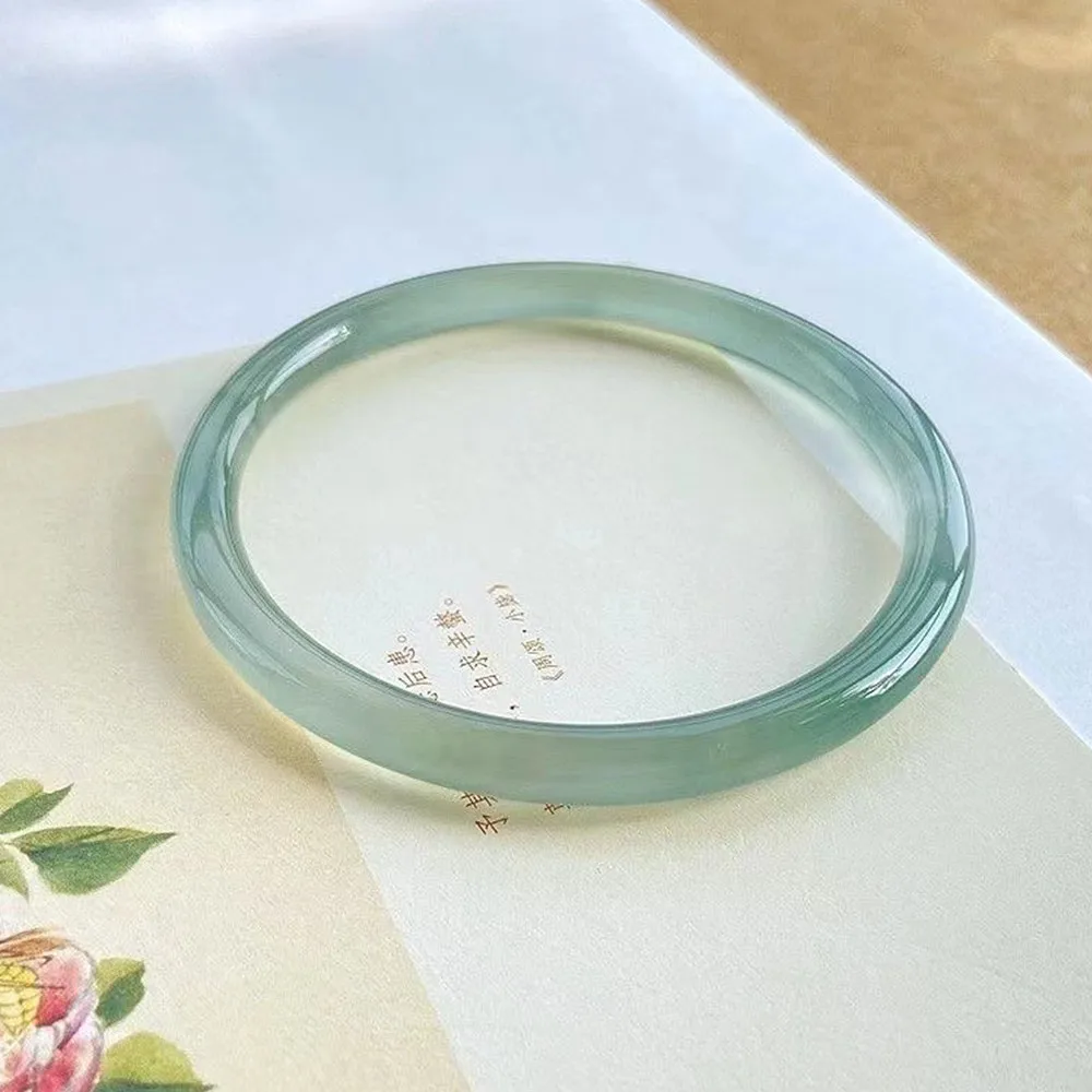 Natural Oil Blue JADE Bracelet Ice-Seed Round Women's Oil-blue ...