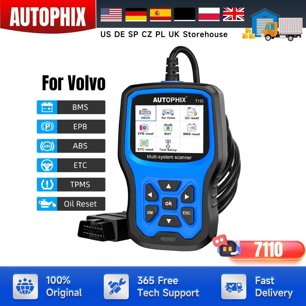 OBD2 Scanner for Volvo Full Systems TPMS EPB Car Code Reader Battery ...