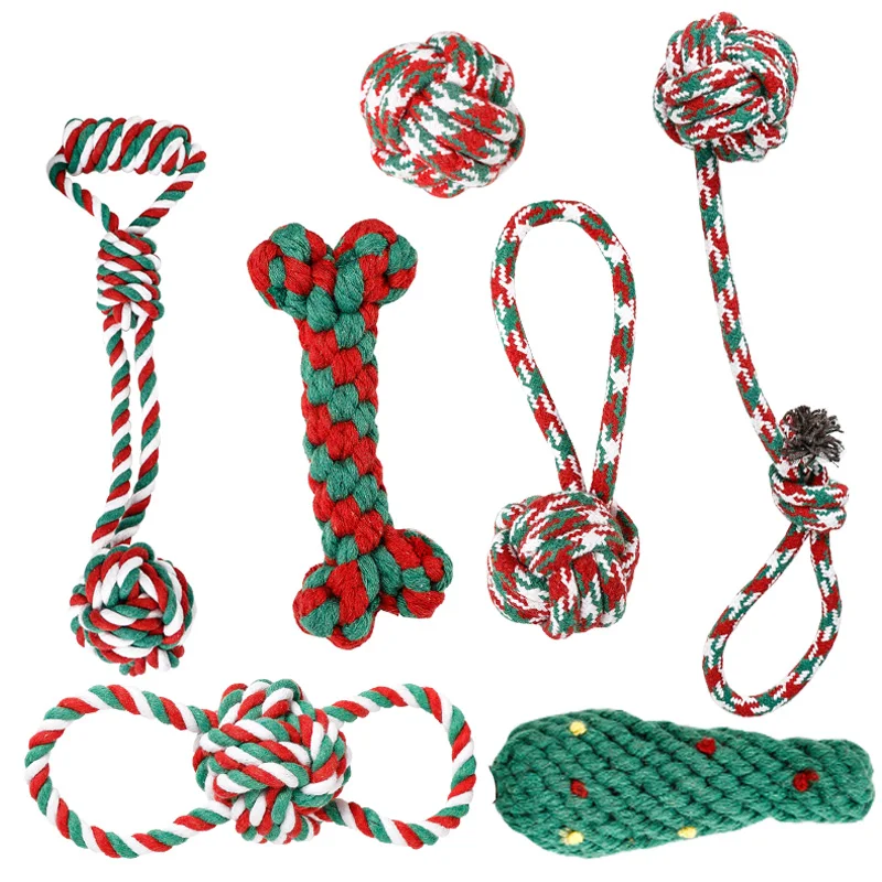 Christmas-Puppy-Dog-Pet-Toy-Braided-Bone-Rope-Chew-Knot-Dog-Toys ...