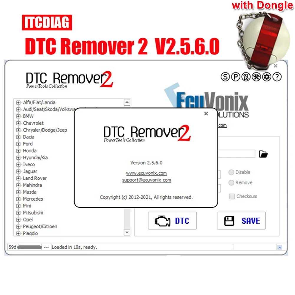 New V2.5.6 DTCRemover 2 DTC Remover DTC off Delete Software with Dongle Remove or Disable DTCs ...