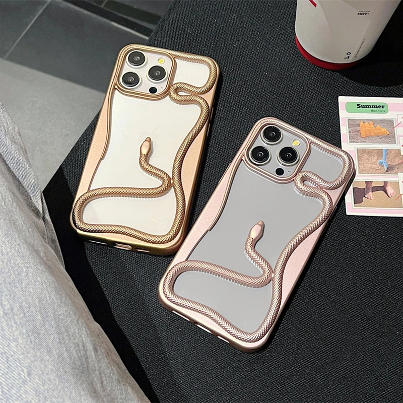 Luxury Plating 3D Hollow Out Snake Pattern Phone Case For iPhone 17 Air ...