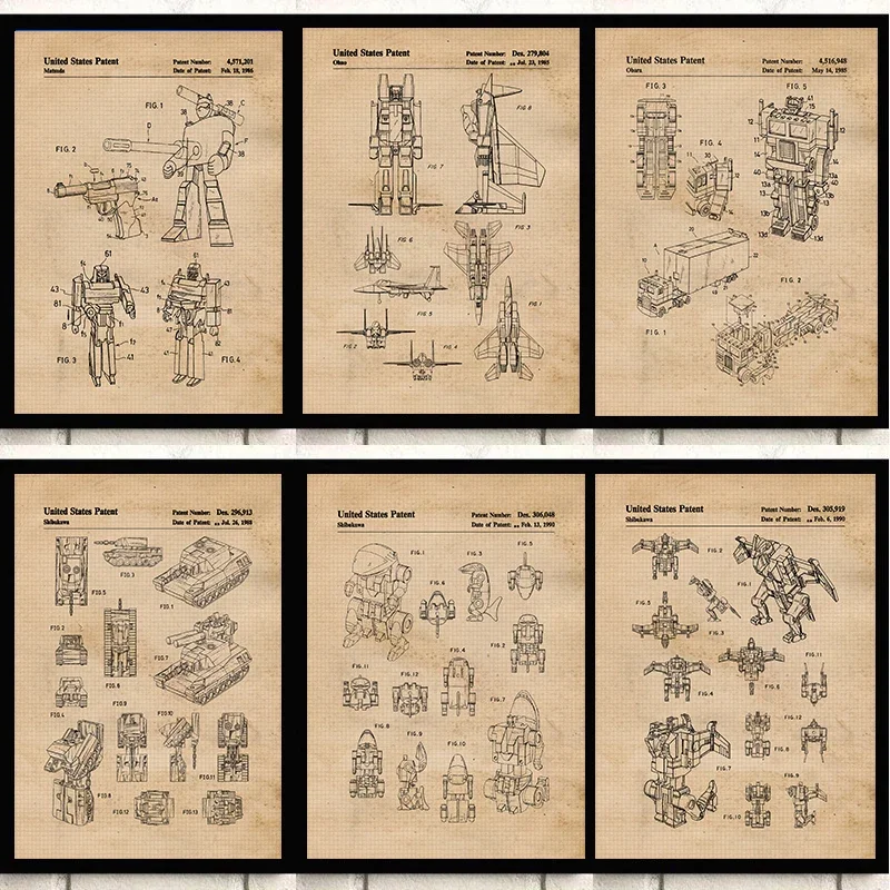 Vintage-Transformer-Predator-Robots-Military-Blueprint-Poster-Canvas ...