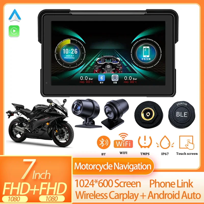 7inch-Android-Auto-Motorcycle-Carplay-WiFi-Wireless-Screen-CarPlay ...