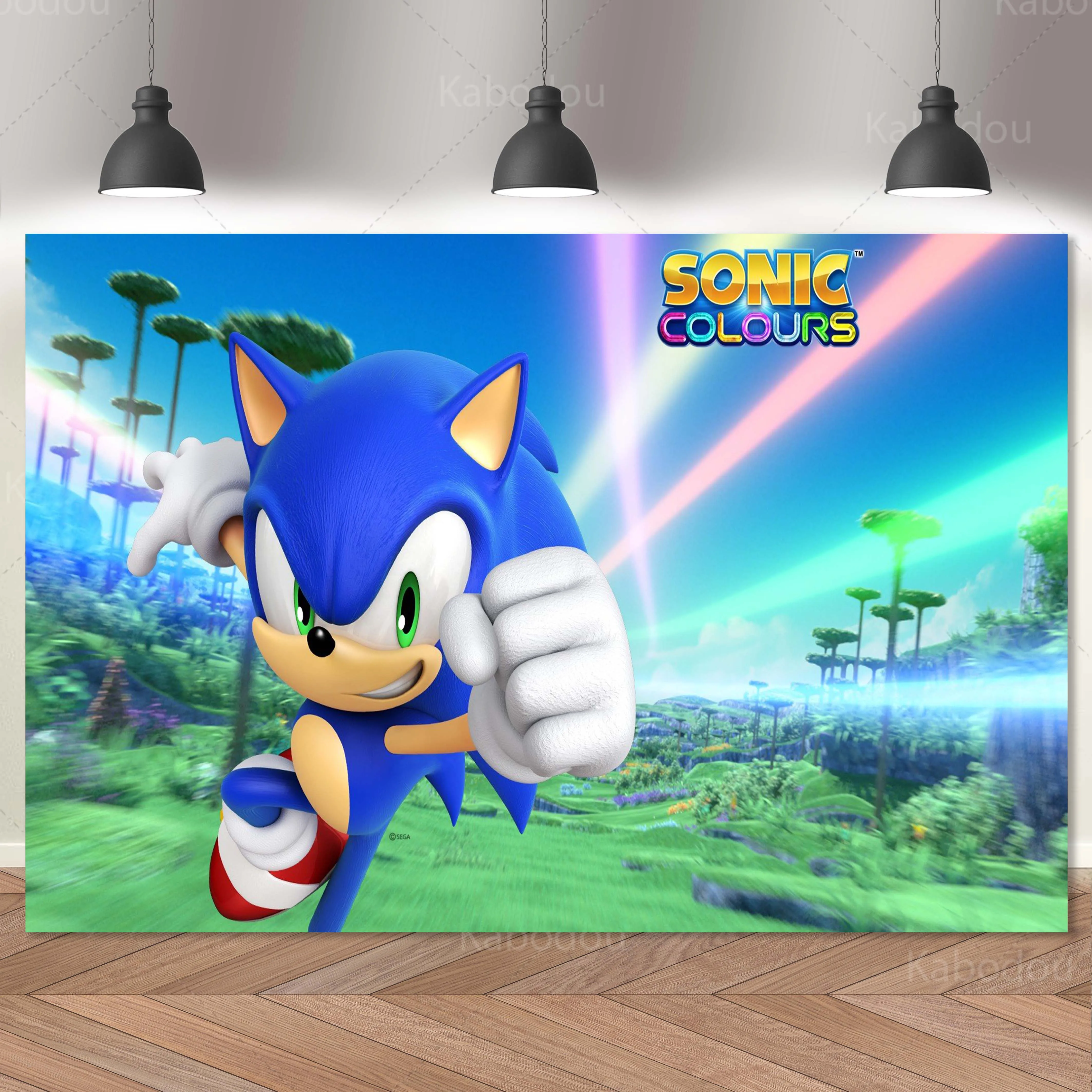 Fondo de Sonic para fiesta de cumpleaños de niños, decoración con relámpagos, pancarta, póster ...