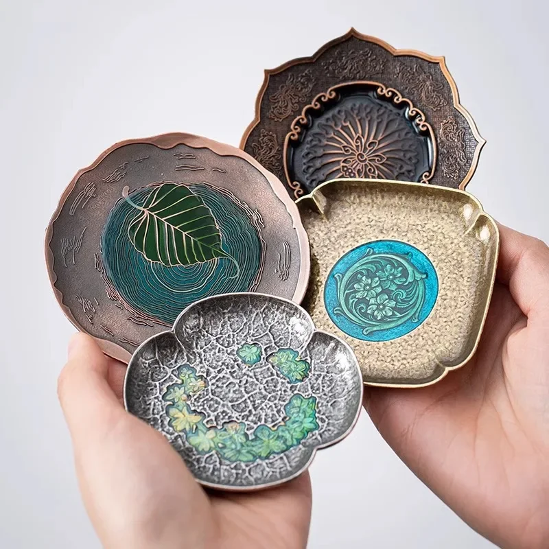 Japanese-Coaster-Copper-Art-Tea-Holder-Creative-Insulation-Pad-Metal ...