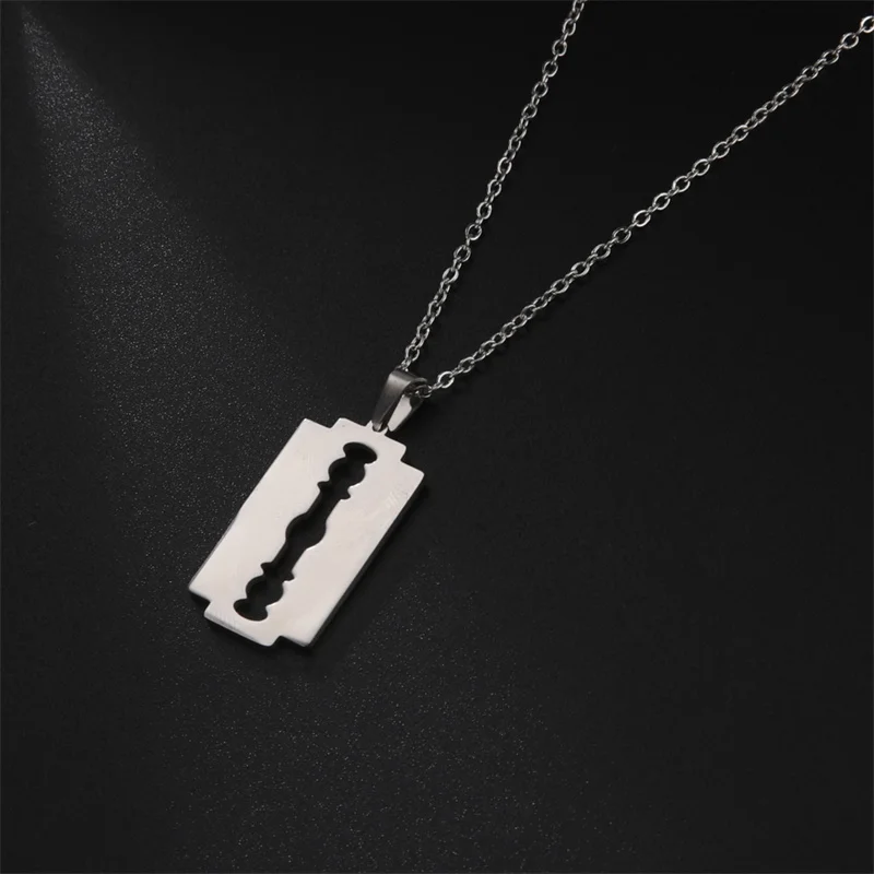 Punk-Stainless-Steel-Razor-Blades-Pendant-Necklaces-Men-Shaver-Shape ...