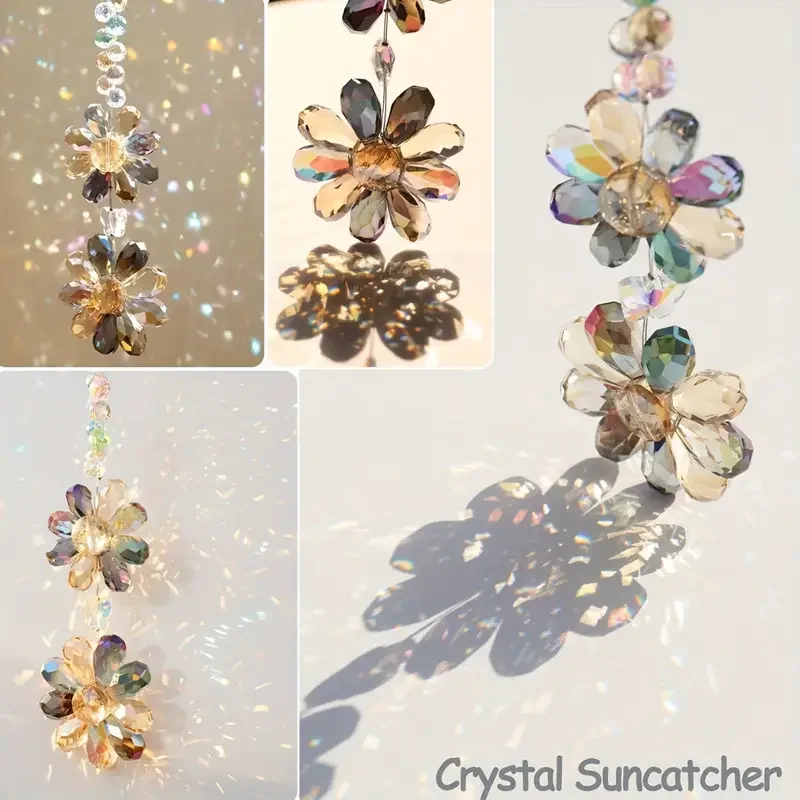 1 pc Rainbow Crystal Flower Light catcher, garden decoration, suitable ...