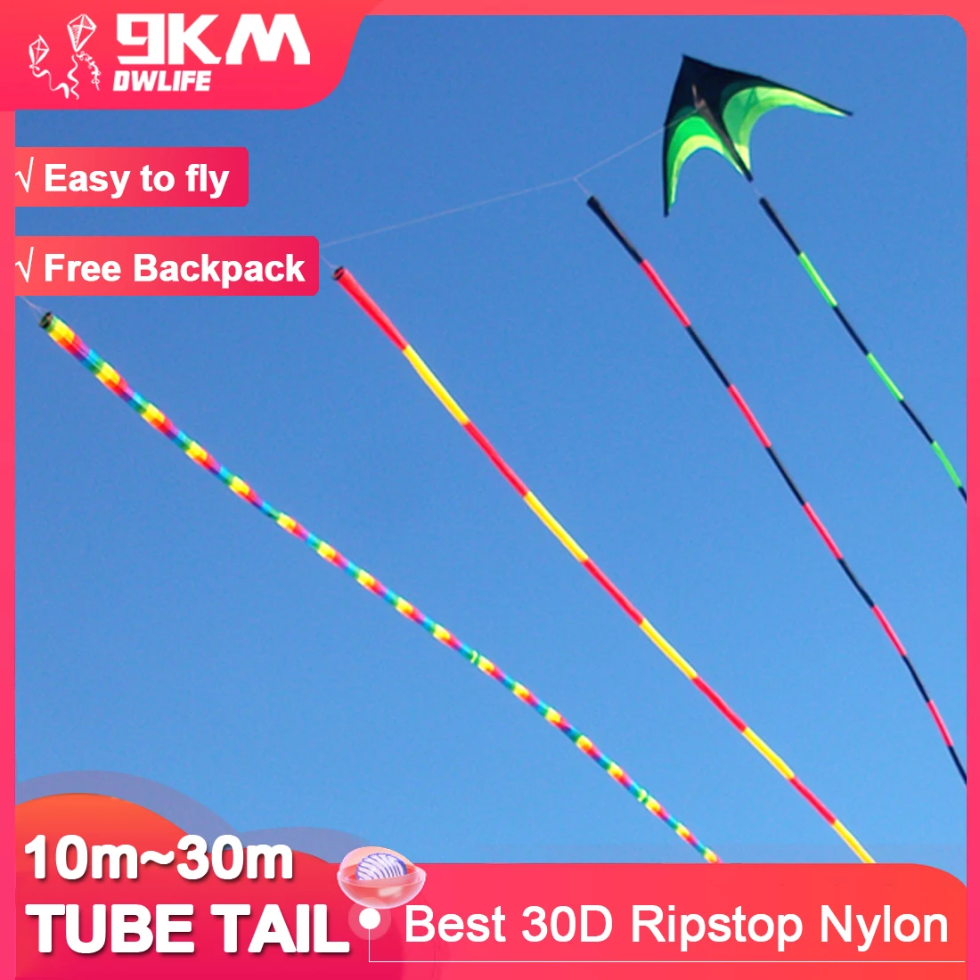 9KM 10m ~ 30m Kite Rohr Schwanz Kite Schwanz Linie Wäsche Anhänger Weiche Aufblasbare Zeigen ...