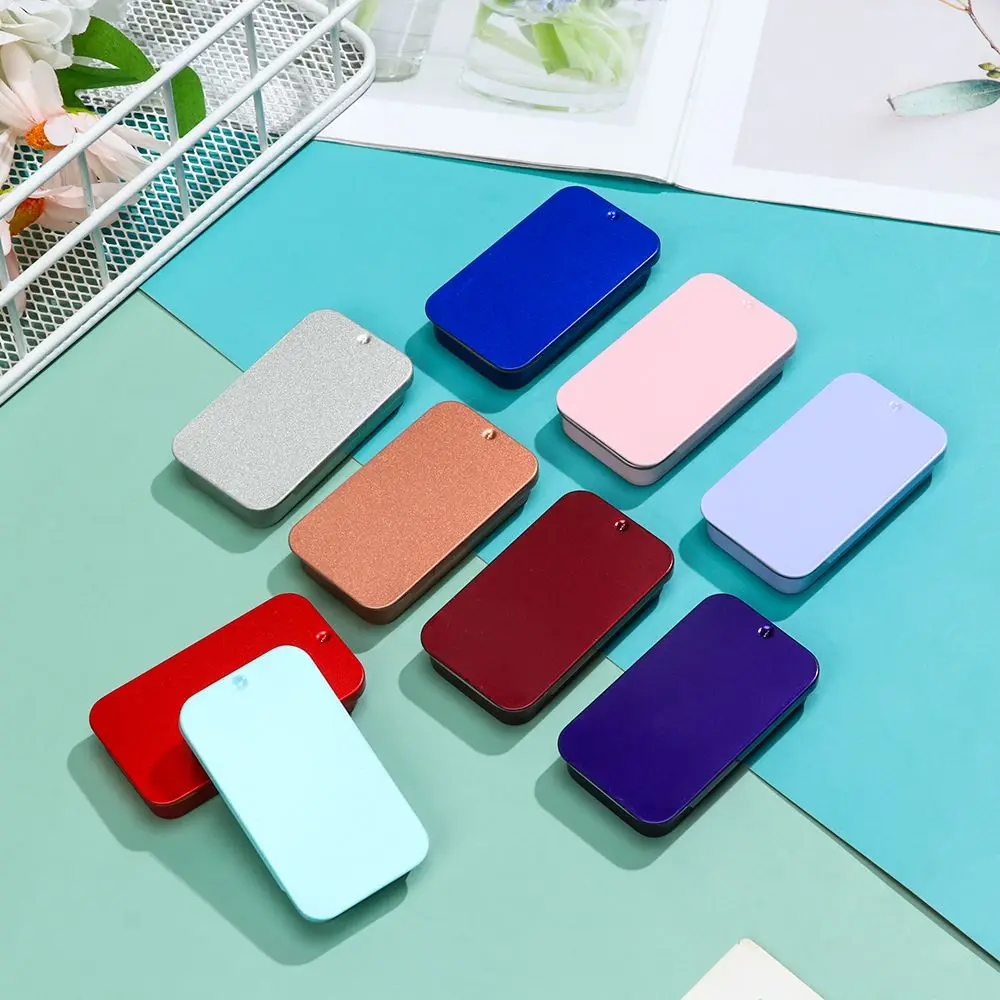 Metal Rectangular Empty Hinged Tins Box Containers Mini Iron Box Slide ...