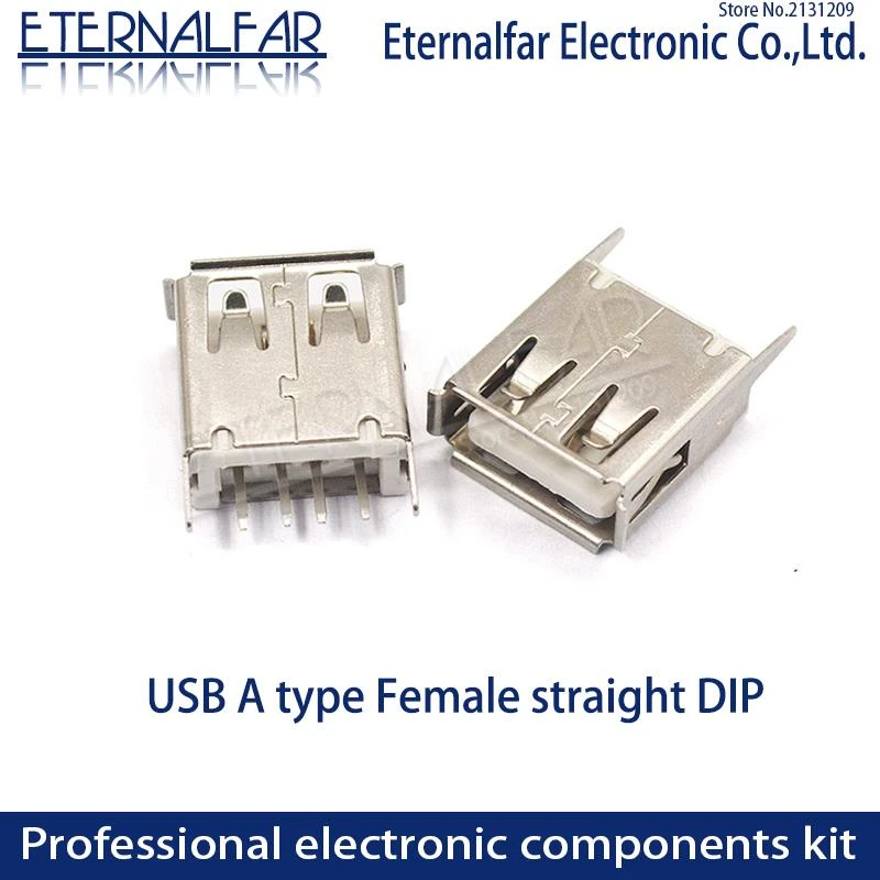 Usb 2.0 Interface Connector Socket Type A Female 180 Degree Crimping ...