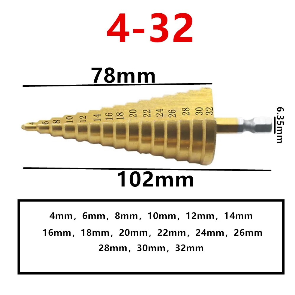 1Pcs-4-32-mm-HSS-Titanium-Coated-Step-Drill-Bit-Drilling-Power-Tools ...