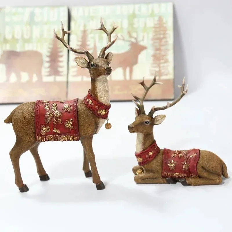 Gold-Deer-Statue-Reindeer-Figurines-Resin-Elk-Sculpture-Living-Room ...