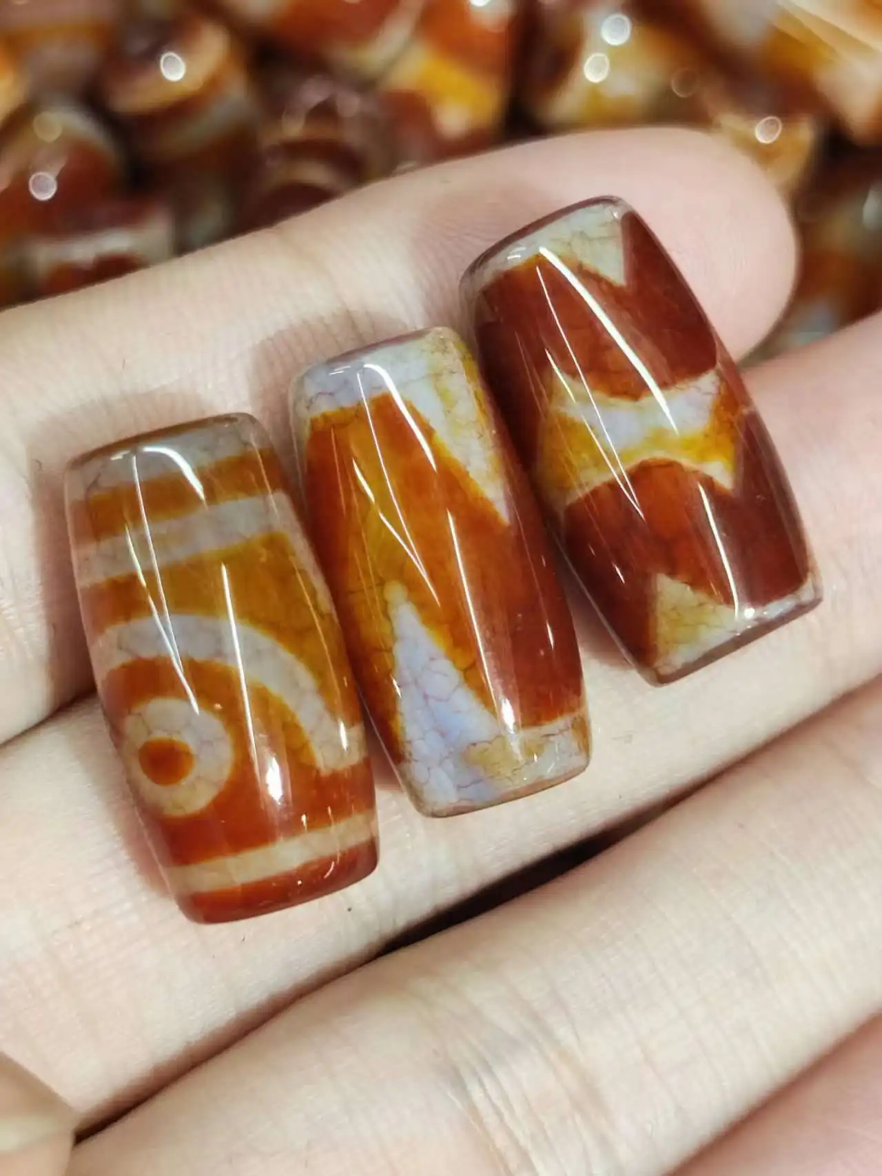 10pcs-lot-natural-single-and-double-tiger-tooth-pattern-agate-DZi-red ...