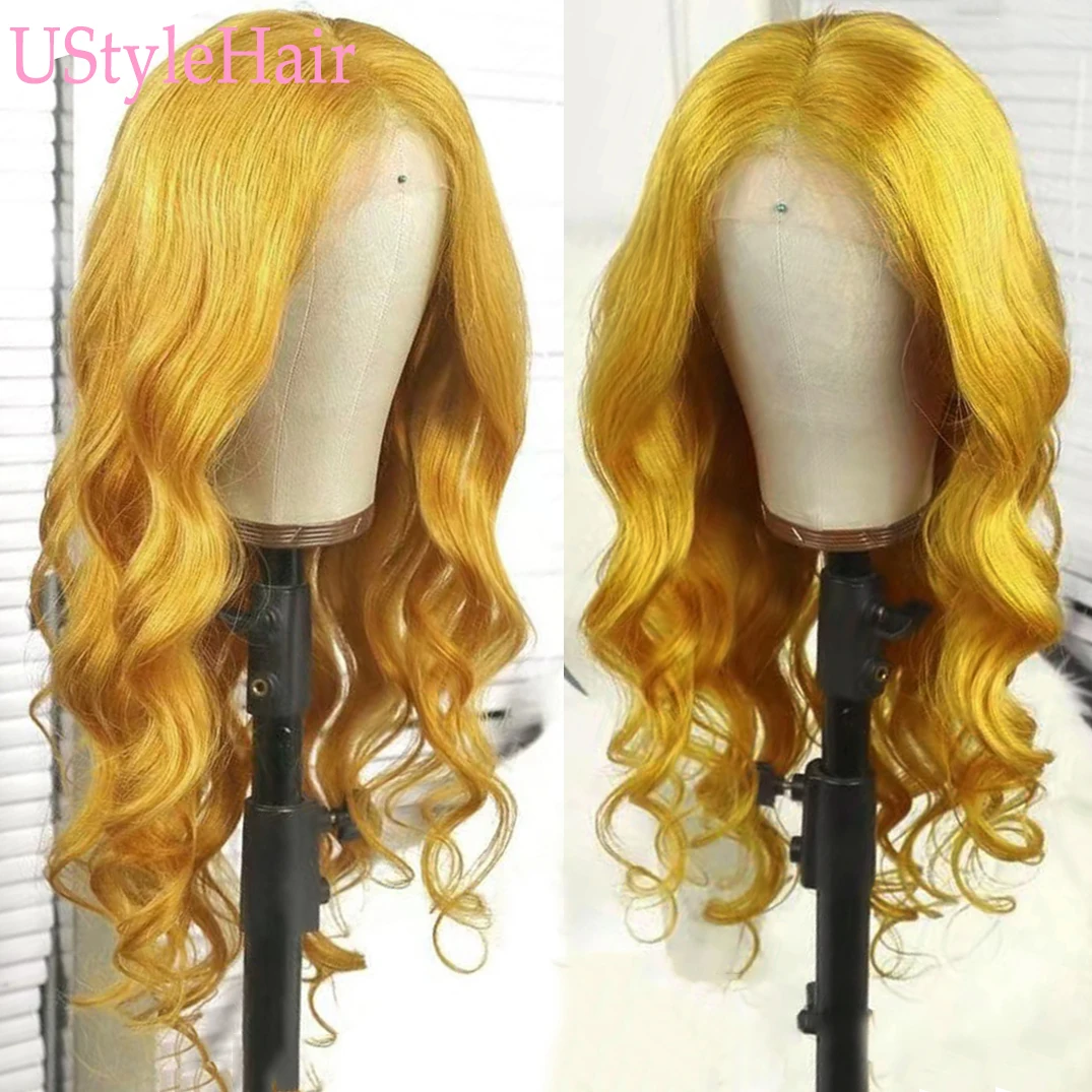 UStyleHair Yellow Wig Long Body Wave Lace Front Wig Heat Resistant ...