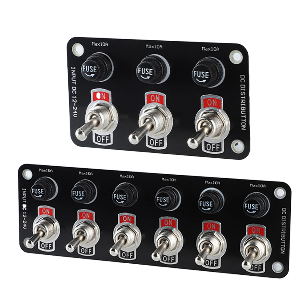 3/6 Gang Toggle Switch Panel On/Off Rocker Toggle Switch with 10A Fuse ...