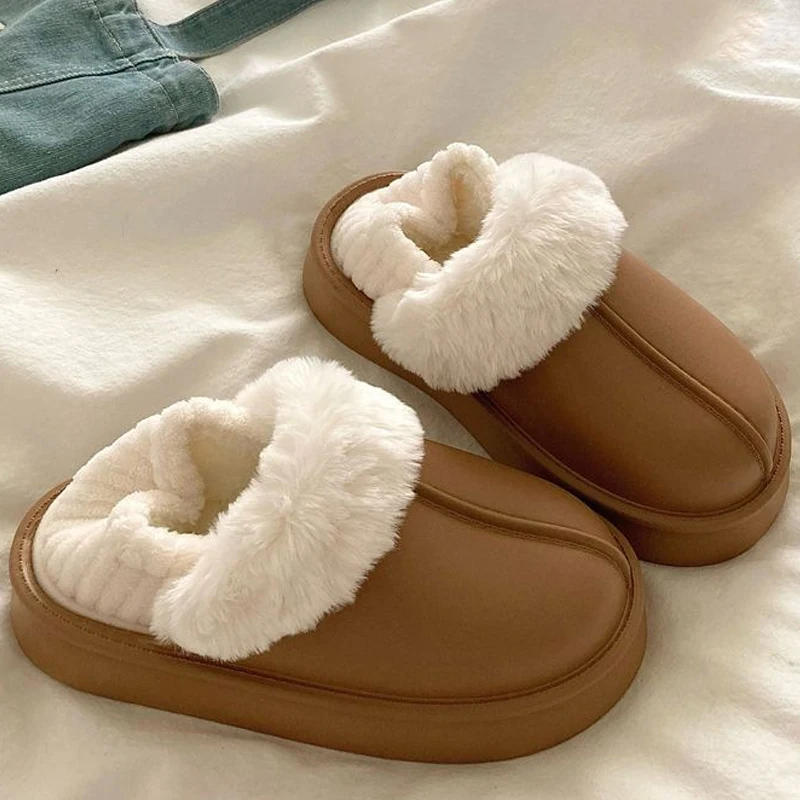 Crestar Winter Women Fuzzy Slippers New Outdoor Waterproof Cotton Shoes ...