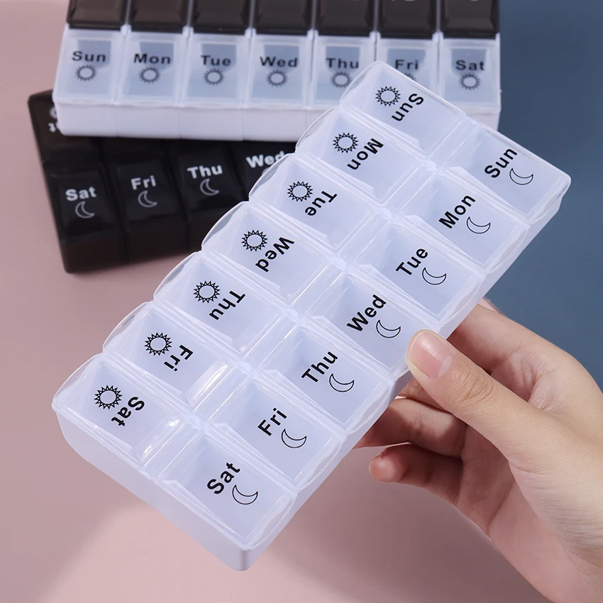 Pill storage box,Black White--Pilulier Hebdomadaire Avec Double Nucleo ...