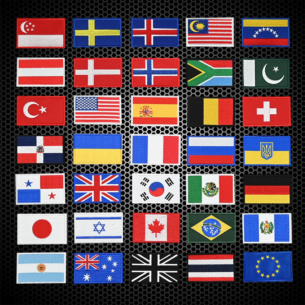 Embroidery Flag Patch US UK Canada Australia Tactical Hook and Loop ...