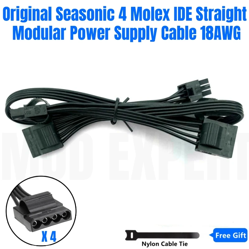 Original-Seasonic-4-Molex-IDE-4Pin-Straight-Modular-Power-Cable-for ...