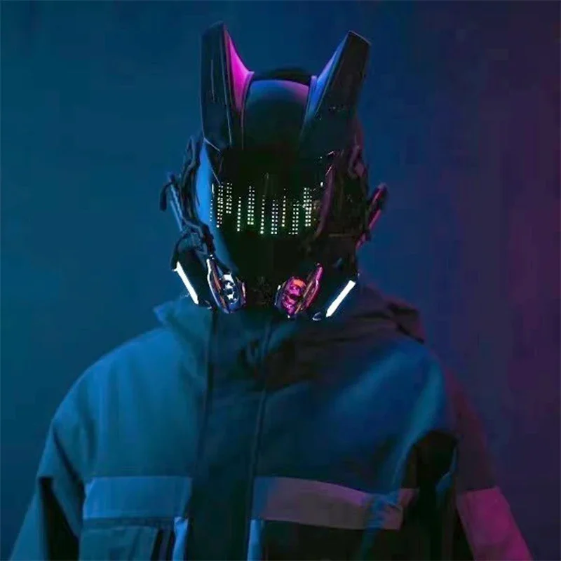 Cyberpunk-Helmet-Mask-Techwear-Samurai-Mask-With-Led-Light-Robot ...