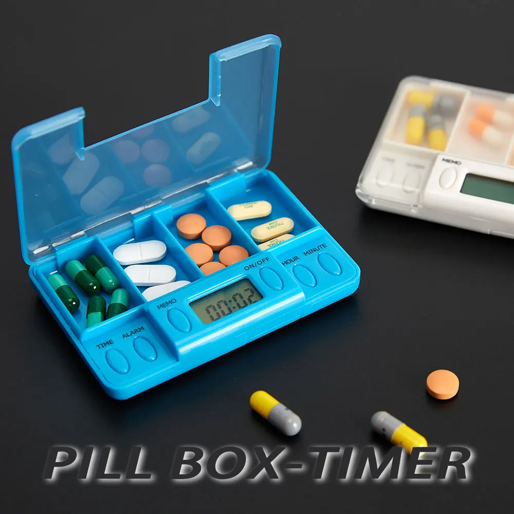 4-Grid-Intelligent-Plastic-Pill-Box-Electronic-Timing-Reminder-Medicine ...