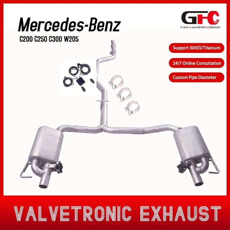 Custom 304SS Valved Catback Exhaust for Mercedes C200 C250 C300 W205 ...