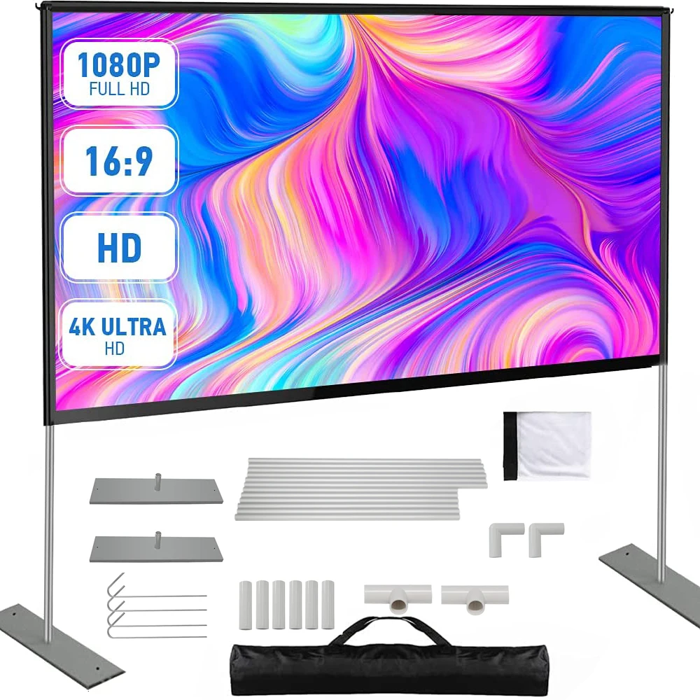 120-inch-Portable-Projector-Screen-Frame-Stand-120inch-Movie-Video ...