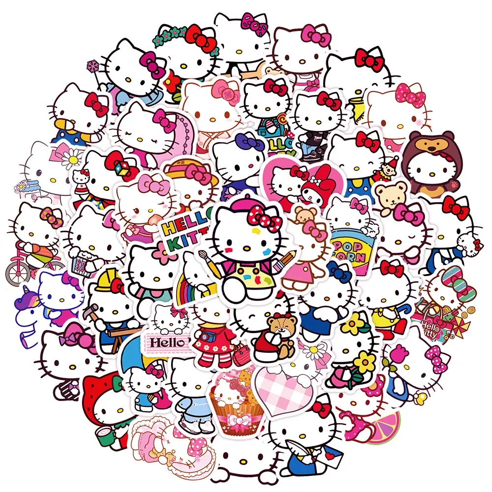 10-25-50Pcs-Cartoon-Hello-Kitty-Stickers-Skateboard-Bicycle-Guitar ...