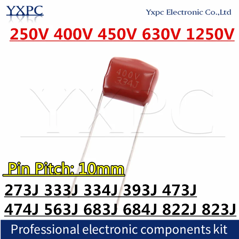 10pcs 250V 400V 450V 630V 1250V Polypropylene film capacitor CBB22 CBB81 273J 333J 334J 393J ...