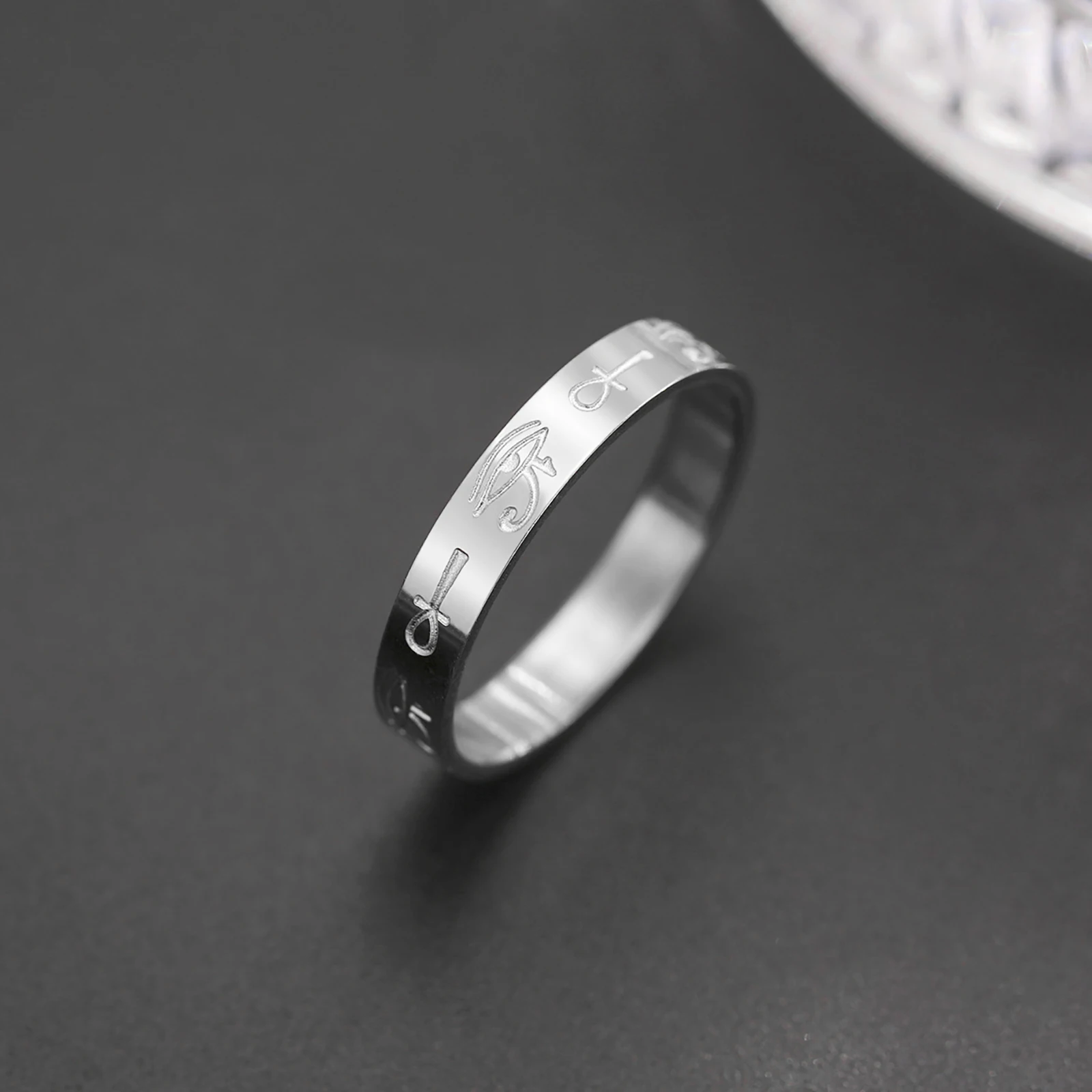 Lacerta - Ankh Cross and Eye of RÂ Engraved Ring - Ankh Egyptian ...