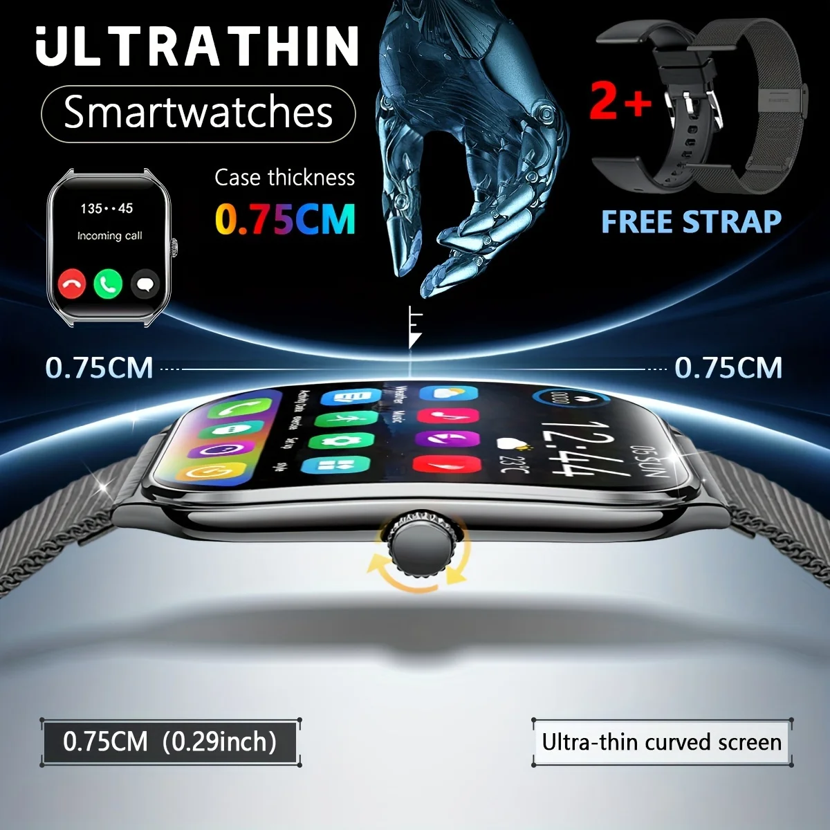 2025 Slim men's and women's smartwatch 1.96-inch AMOLED HD screen ...