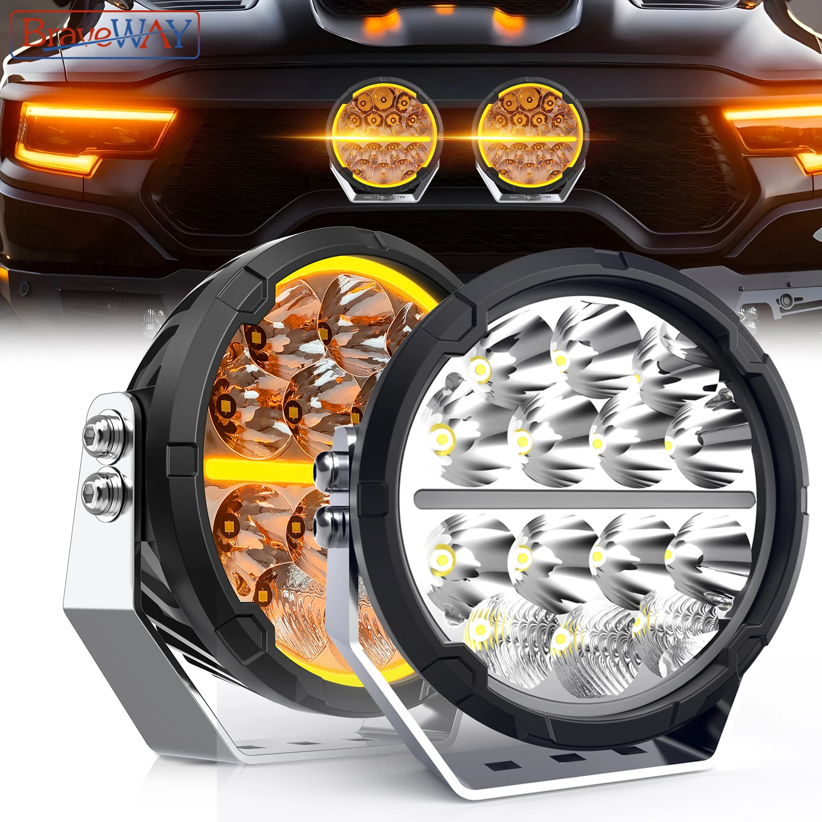 BraveWAY 6.5 inch LED Driving Light for JEEP Offroad PickUp Truck 4WD ...