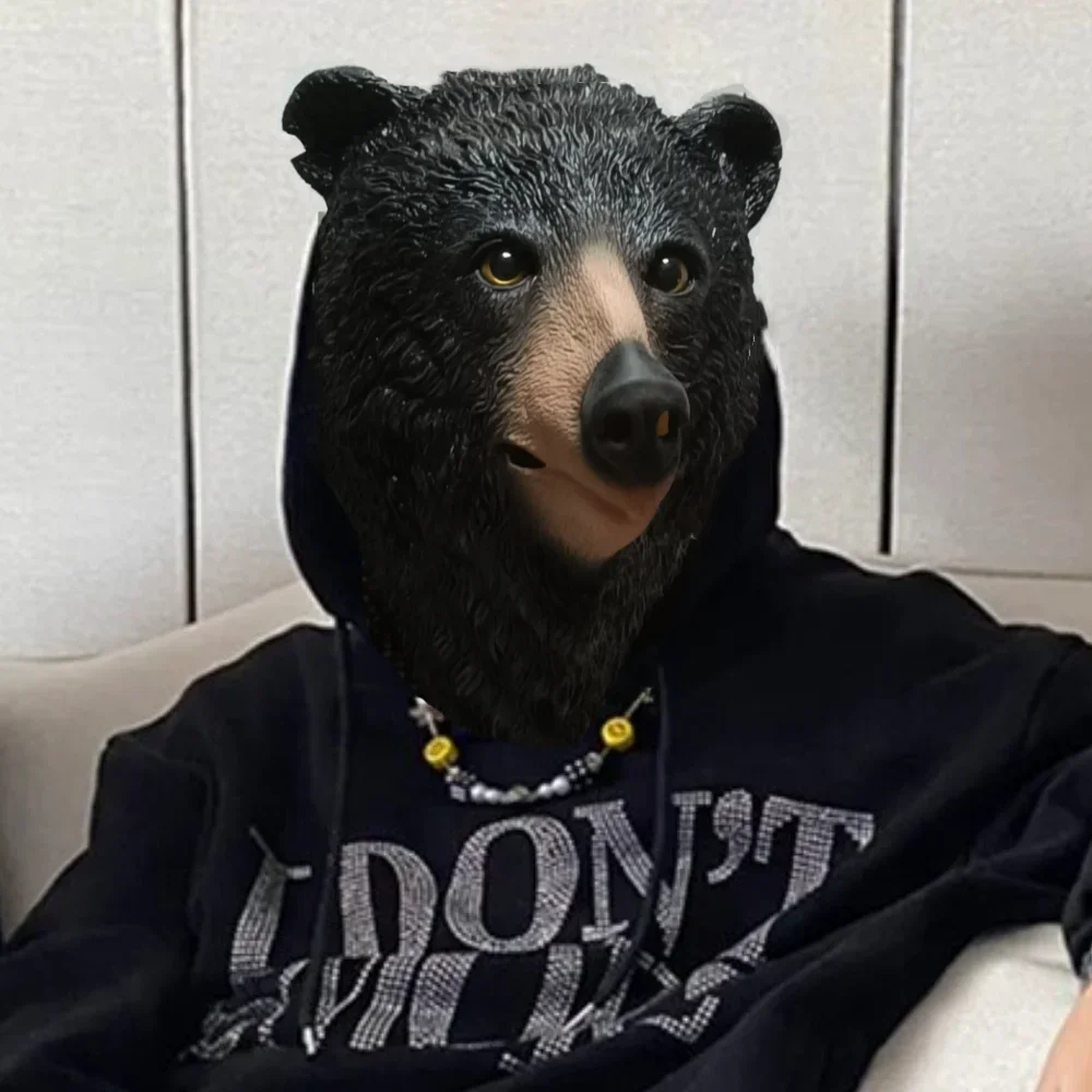 Lifelike Animal Grizzly Bear Mask Novelty Halloween Travel Mask Funny ...