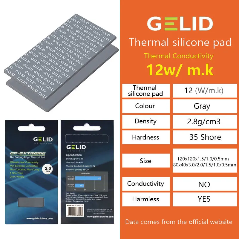 GELID GP-EXTREME12W Thermal Pad CPU/GPU Graphics Card Motherboard Multi ...