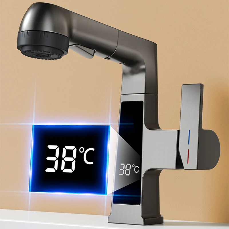 Digital-Display-Pulling-Faucet-Kitchen-Sink-Washbasin-Rotating-Lifting ...