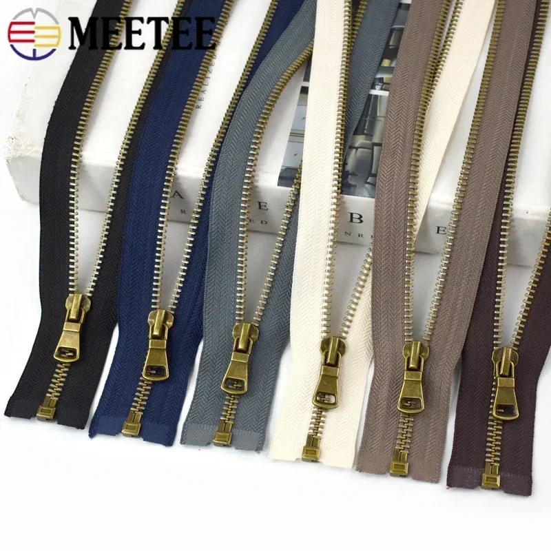 5-Jackets-Open-End-Zips-Bronze-Metal-Zippers-for-Sewing-40-50-60-70 ...