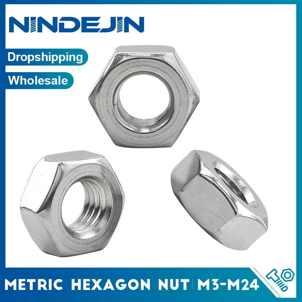 NNDEJIN 1-50pcs Hexagon Nut M3 M4 M5 M6 M8 M10 M12 M14 M16 M18 M20 M22 ...
