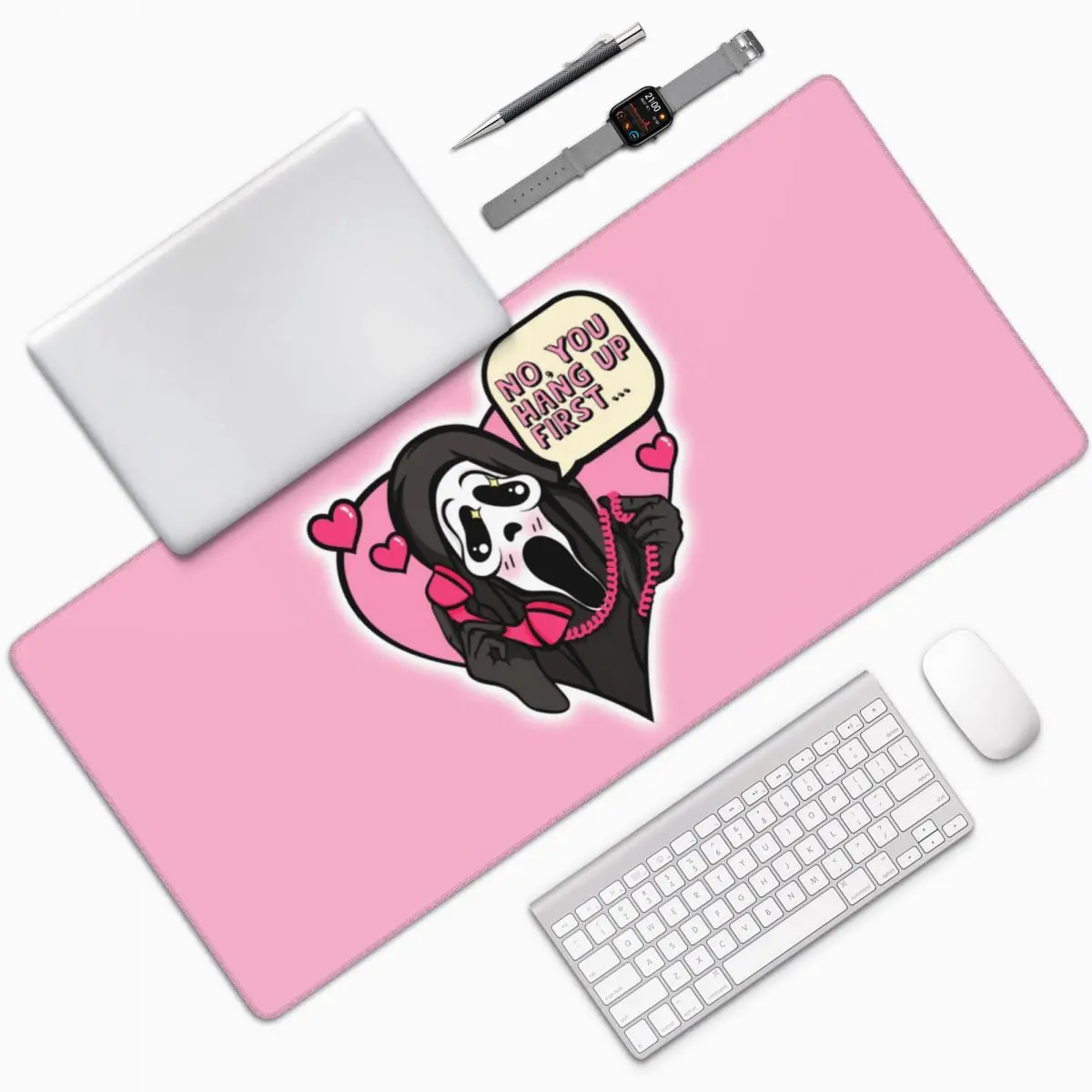 Pink Ghostface Cute Heart Game Mouse Pad Keyboard Table Mats Scream ...