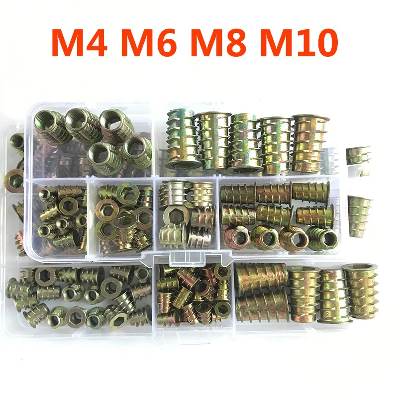Insert-Nut-50-105PCS-M4-M6-M8-M10-Flanged-Hex-Drive-Head-Furniture-Nuts ...