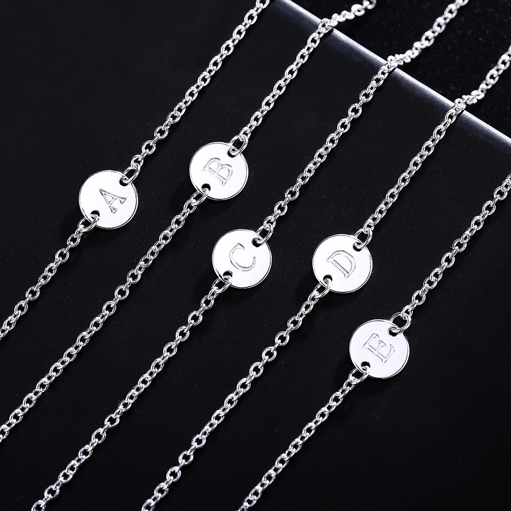 New trend 925 sterling Silver 25 letter cards Chain Bracelets for Women ...