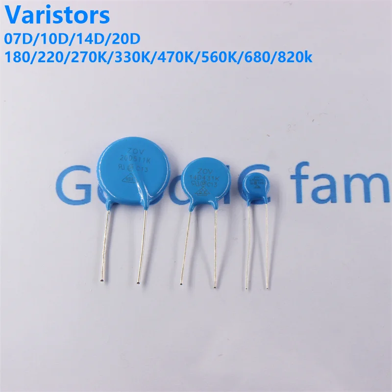 Varistors 07D/10d/14d/20D/180/220/270K/330K/470K/560K/680/820k ...