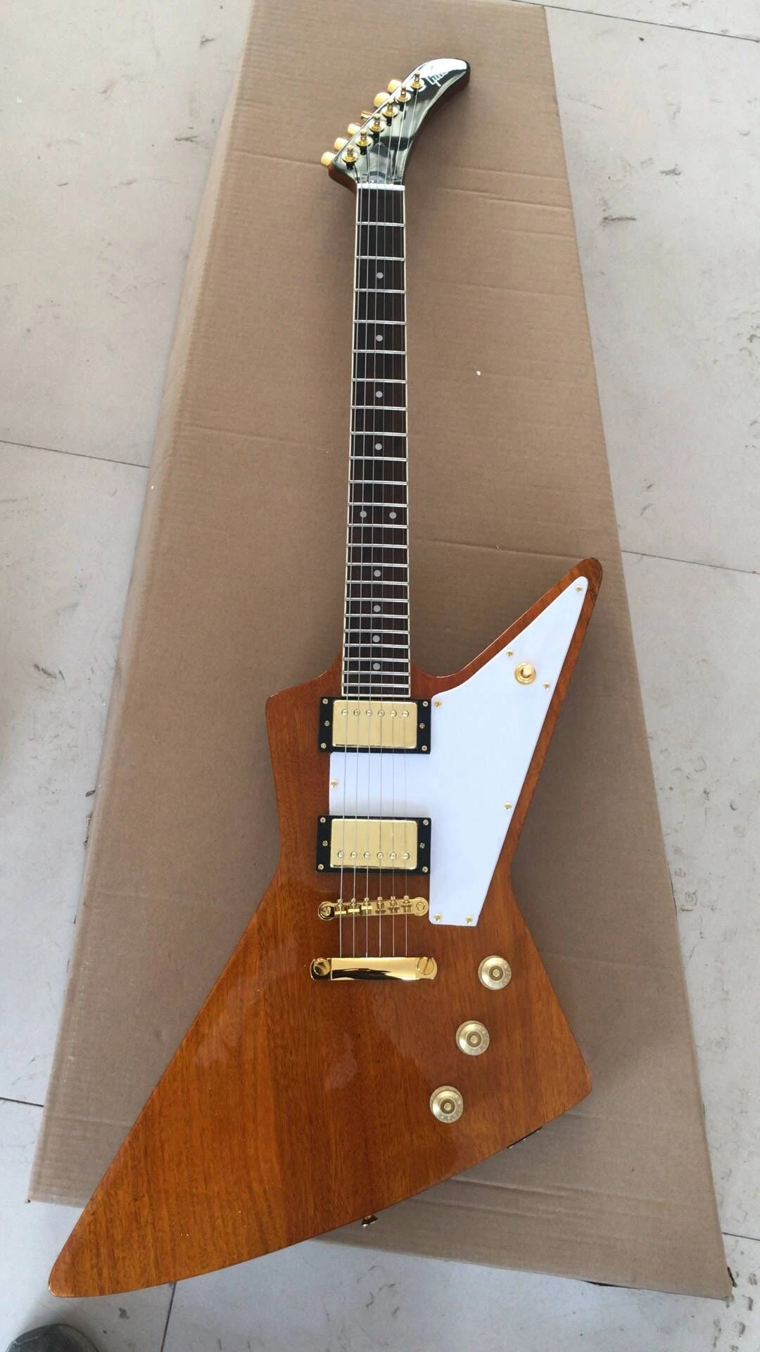 Custom Explorer Guitar With Black Hardware In Transparent Blue All The ...