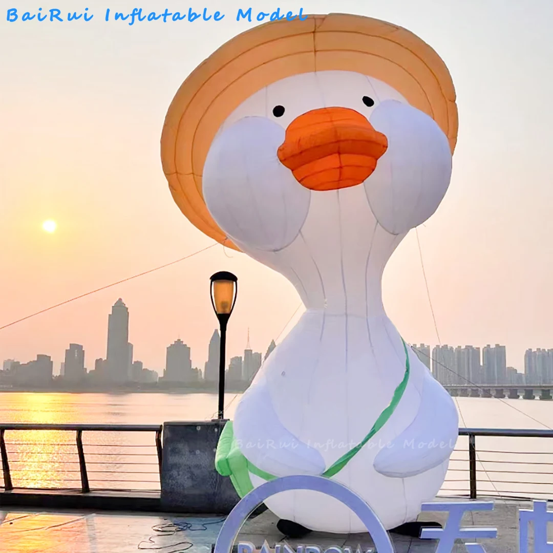 Giant-Inflatable-Cartoon-White-Duck-Wearing-Hat-Air-Blow-Cute-Duckling ...