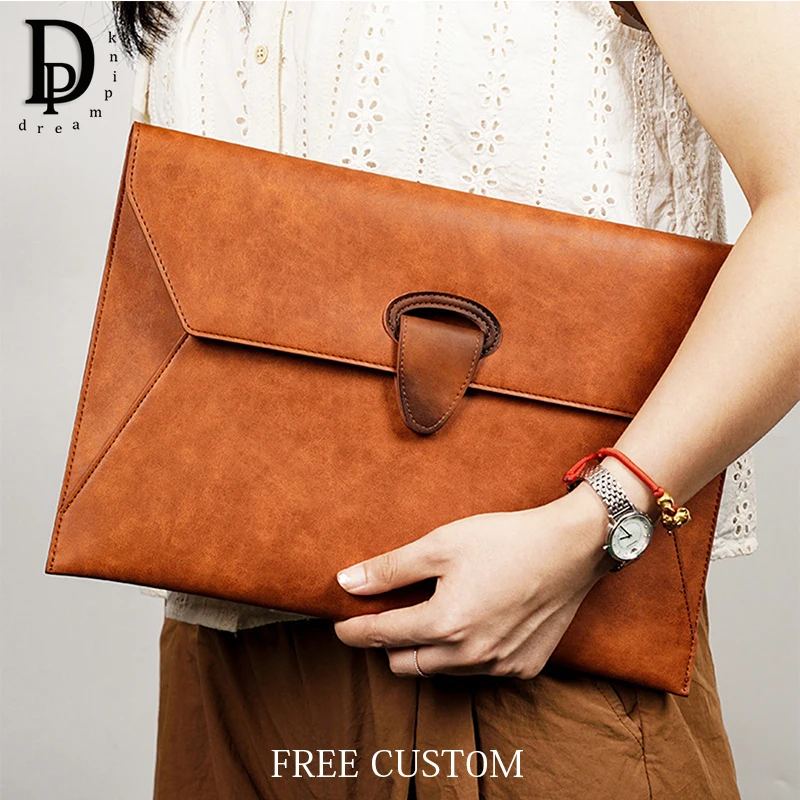 Business-Office-Portable-PU-Leather-Document-Bag-Vintage-Fashion-Custom ...