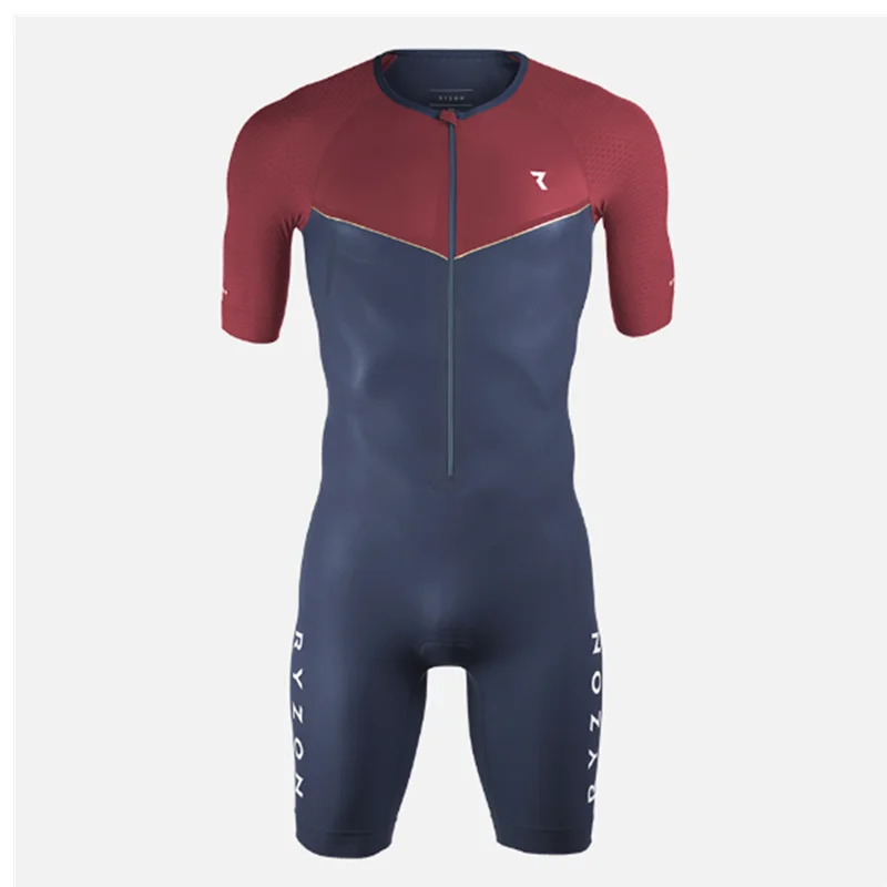 Summer Mens Triathlon Race Suit Short Sleeve One-piece Tights Road ...