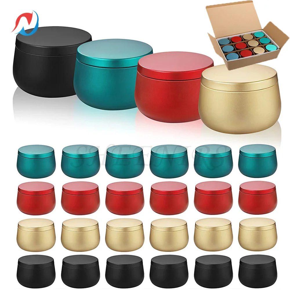 24pcs 2OZ 4OZ 8OZ Candle Tins Candle Jars with Lids Empty Round Candle ...