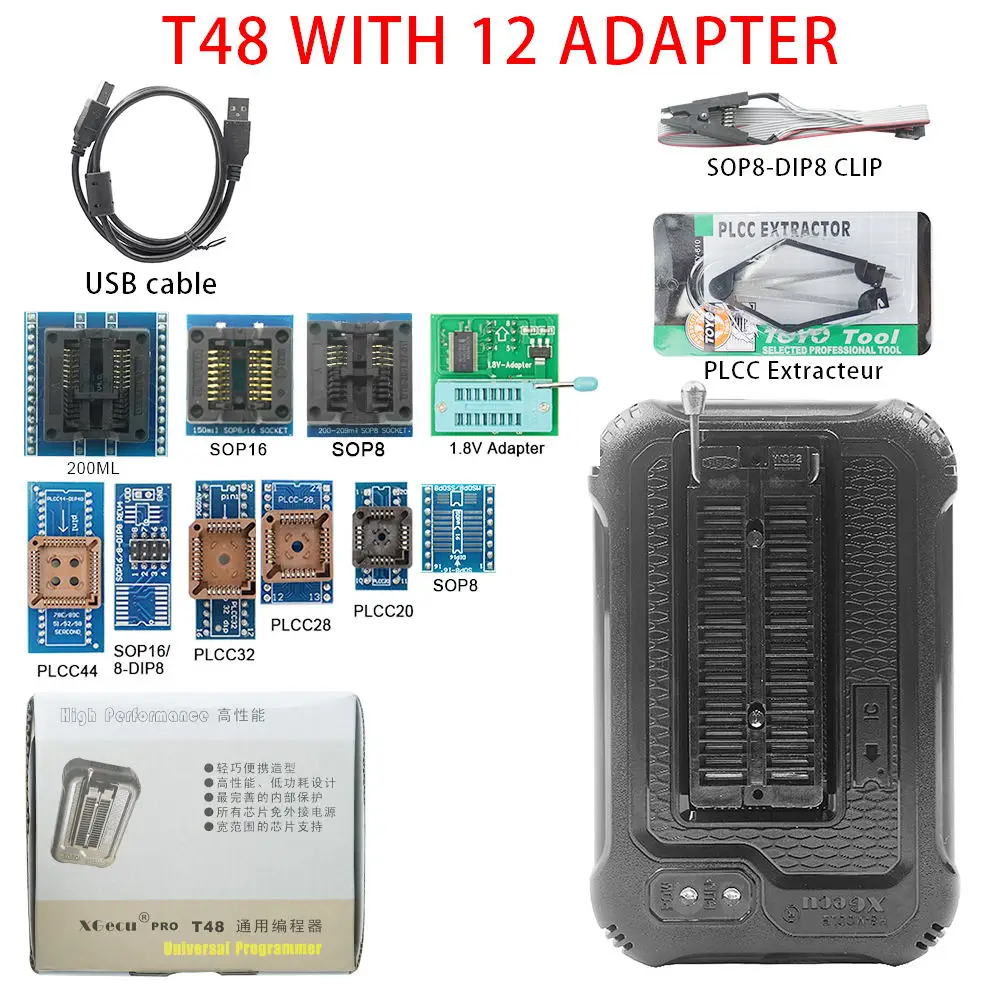XGECU T56 Adapter Minipro Programmer V12.5 Universal T48 programm Nand Flash AVR PIC Bios USB ...
