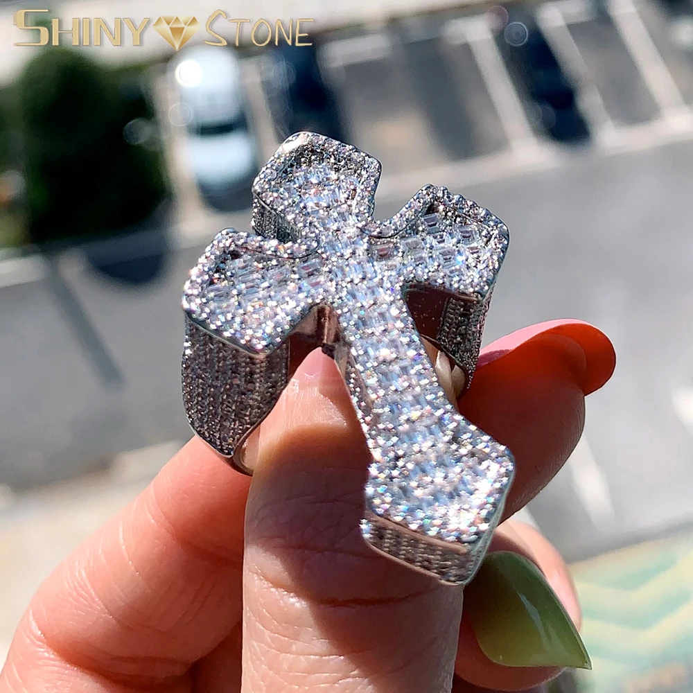 Cross-Finger-Ring-Iced-Out-Cubic-Zircon-Prong-Setting-Fashion-Luxulry ...